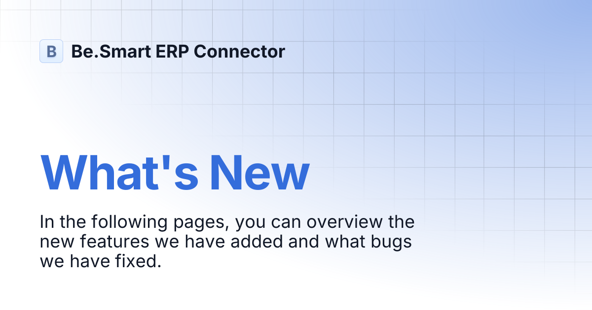 What's New | Be.Smart ERP Connector